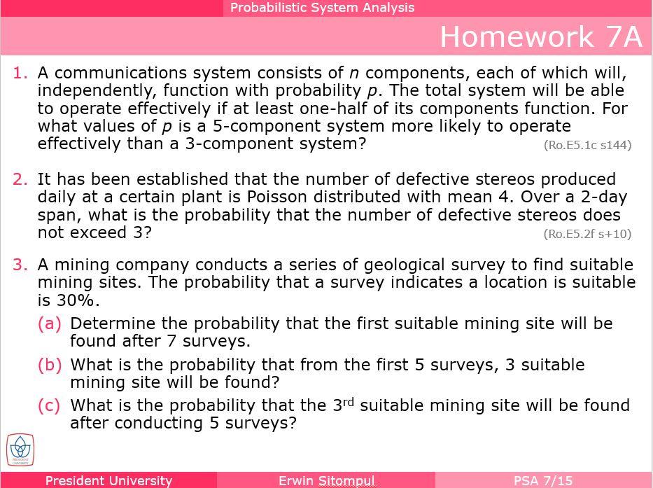 Solved Probabilistic System Analysis Homework ZA 1. A | Chegg.com