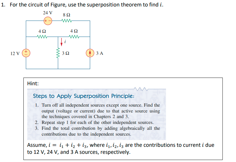 Solved For the circuit of Figure, use the superposition | Chegg.com