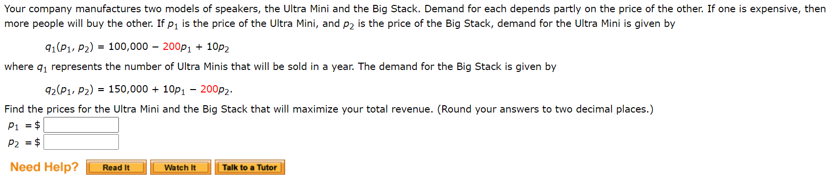 Solved Your company manufactures two models of speakers, the | Chegg.com