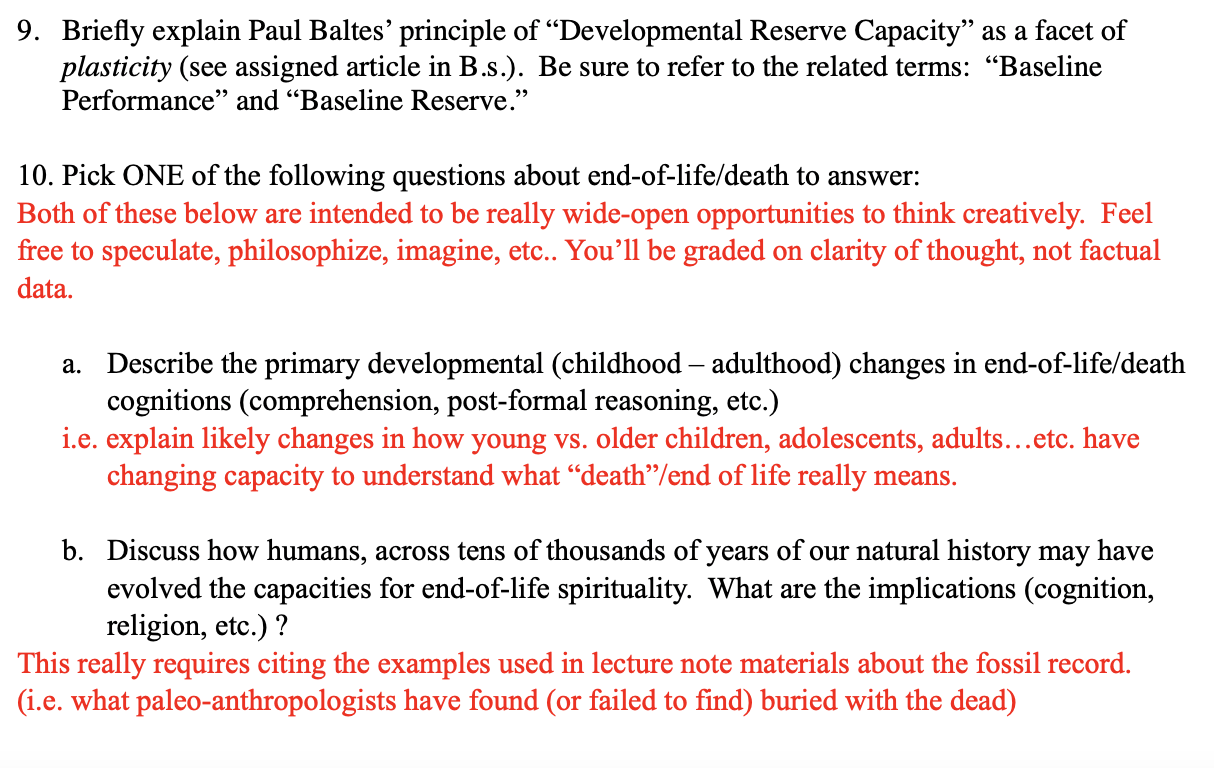 Solved 9. Briefly explain Paul Baltes' principle of | Chegg.com