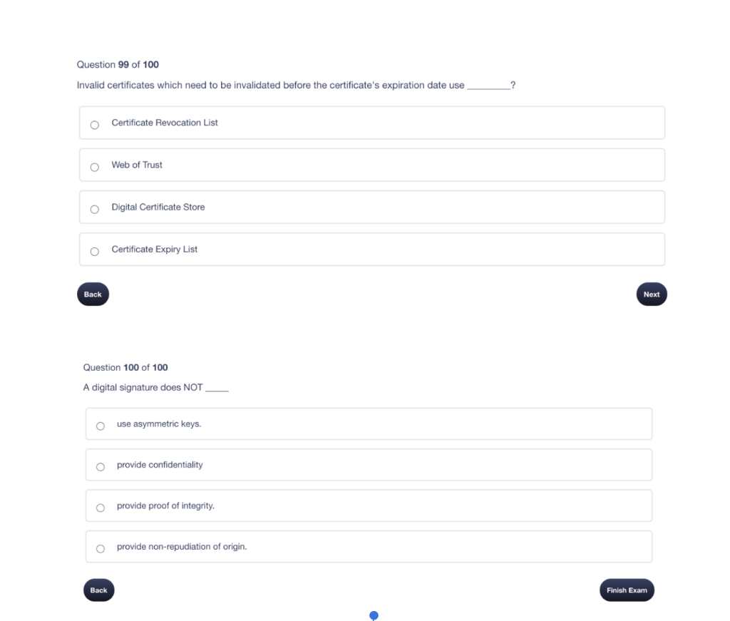 Solved Question 99 of 100 Invalid certificates which need to | Chegg.com