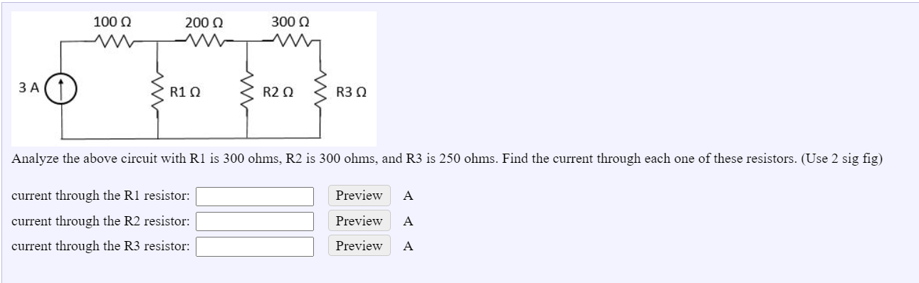 Solved 100 12 2002 300 12 3A R1 R2 Ω R302 Analyze the above | Chegg.com
