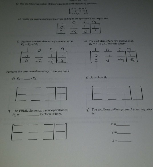 Solved 3) Use the following system of linear equations for | Chegg.com