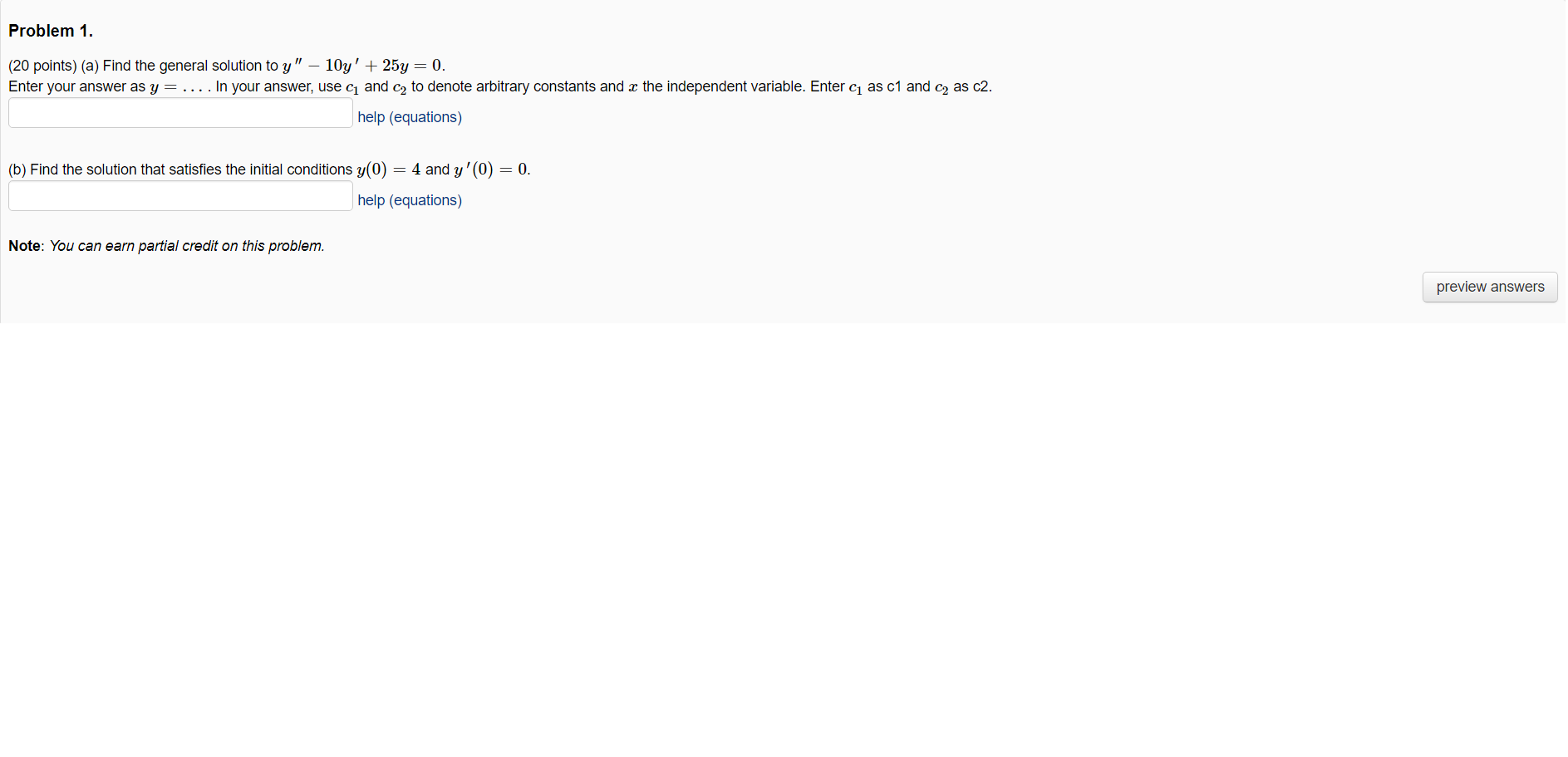 Solved Problem 1. (20 points) (a) Find the general solution | Chegg.com