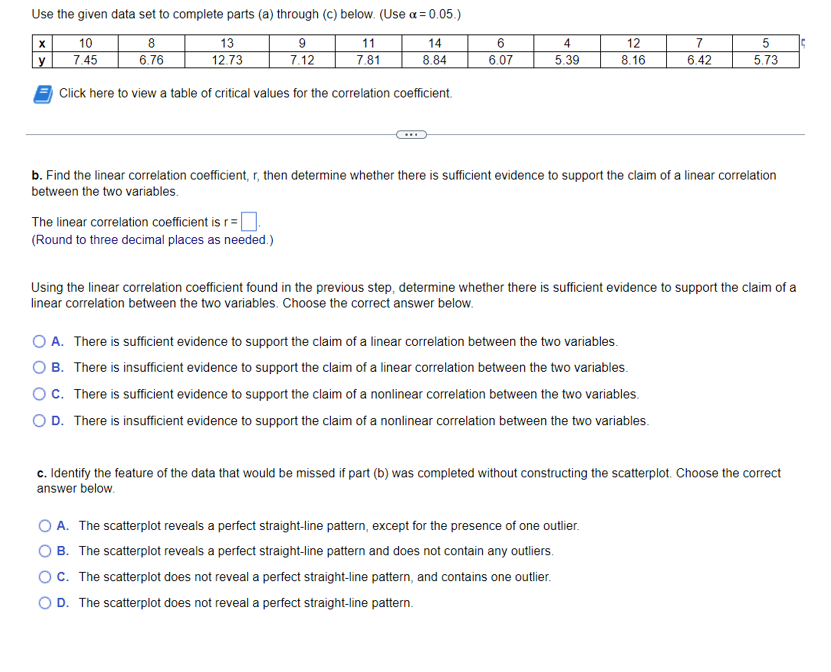 Solved Use the given data set to complete parts (a) through | Chegg.com
