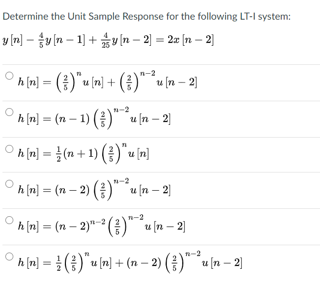 Solved Determine the Unit Sample Response for the following | Chegg.com