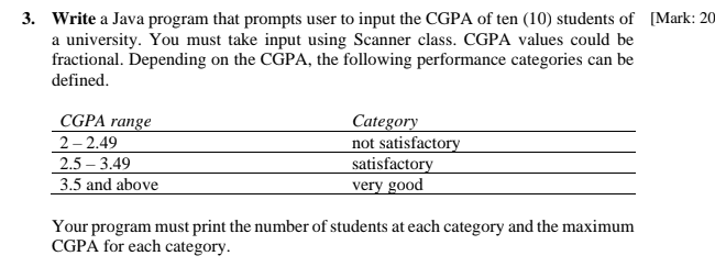 Solved 3. Write a Java program that prompts user to input | Chegg.com