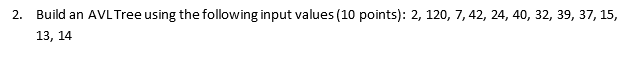 Solved 2. Build an AVL Tree using the following input values | Chegg.com