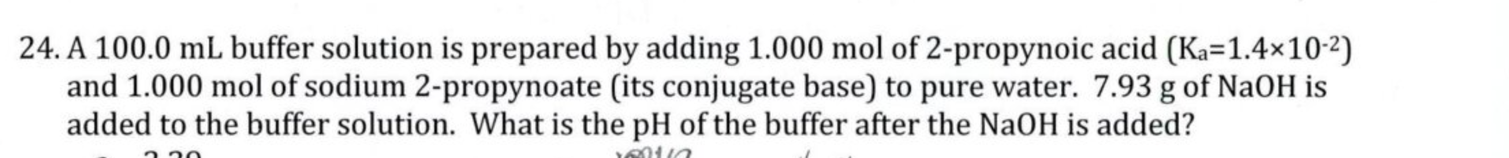 Solved 24. A 100.0 mL buffer solution is prepared by adding | Chegg.com