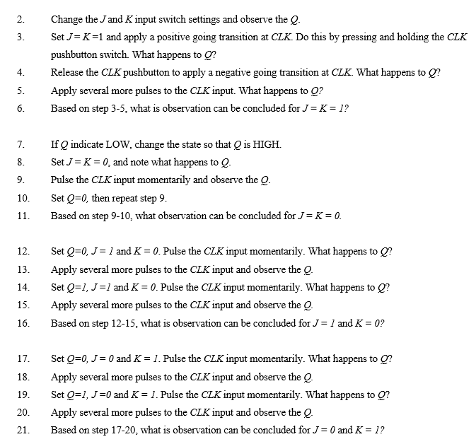 Solved C2: The Edge-Triggered J-K Flip-flop 1. Connect a | Chegg.com