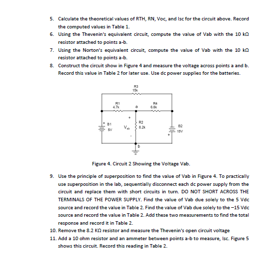 Solved Experiment #4- Thevenin and Norton Equivalent | Chegg.com