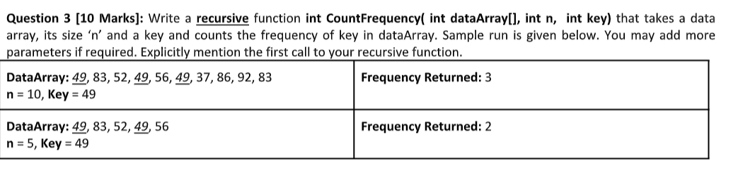 Solved Question 3 10 Marks Write A Recursive Function Int 7634