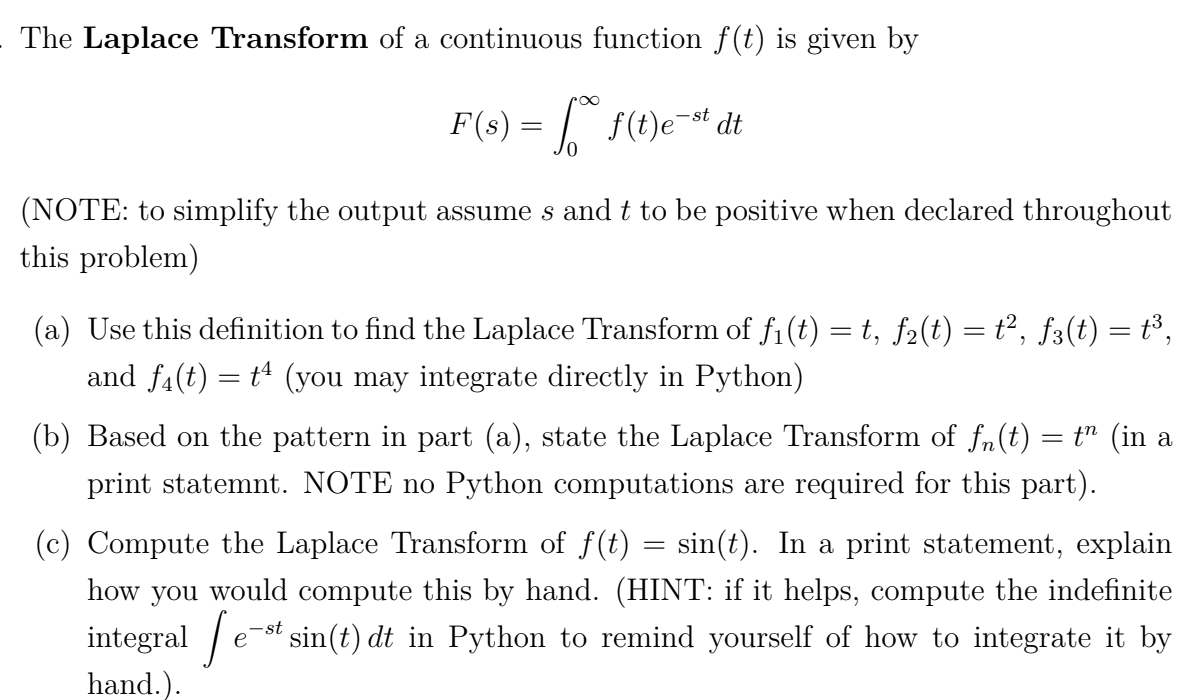 Solved The Laplace Transform of a continuous function f(t) | Chegg.com