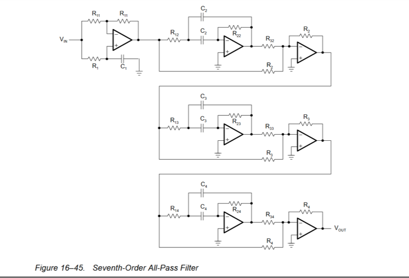 Solved Figure 16-45. ﻿Seventh-Order All-Pass Filterfind the | Chegg.com
