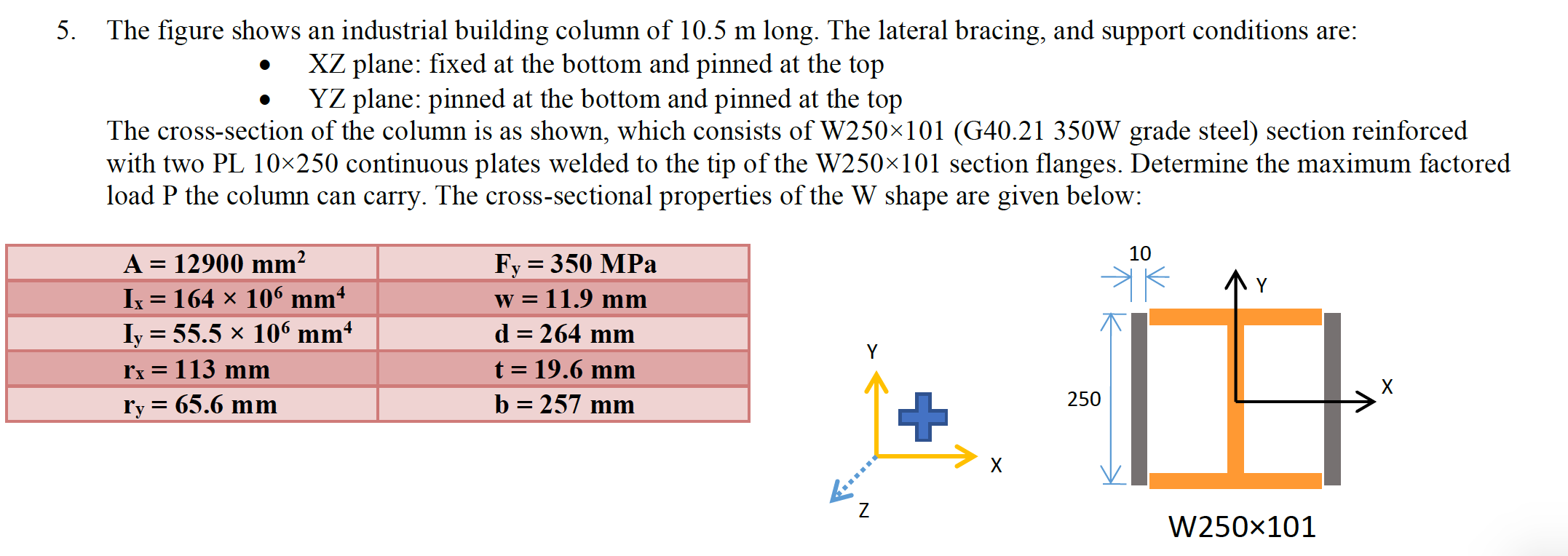 Solved 5. The figure shows an industrial building column of | Chegg.com