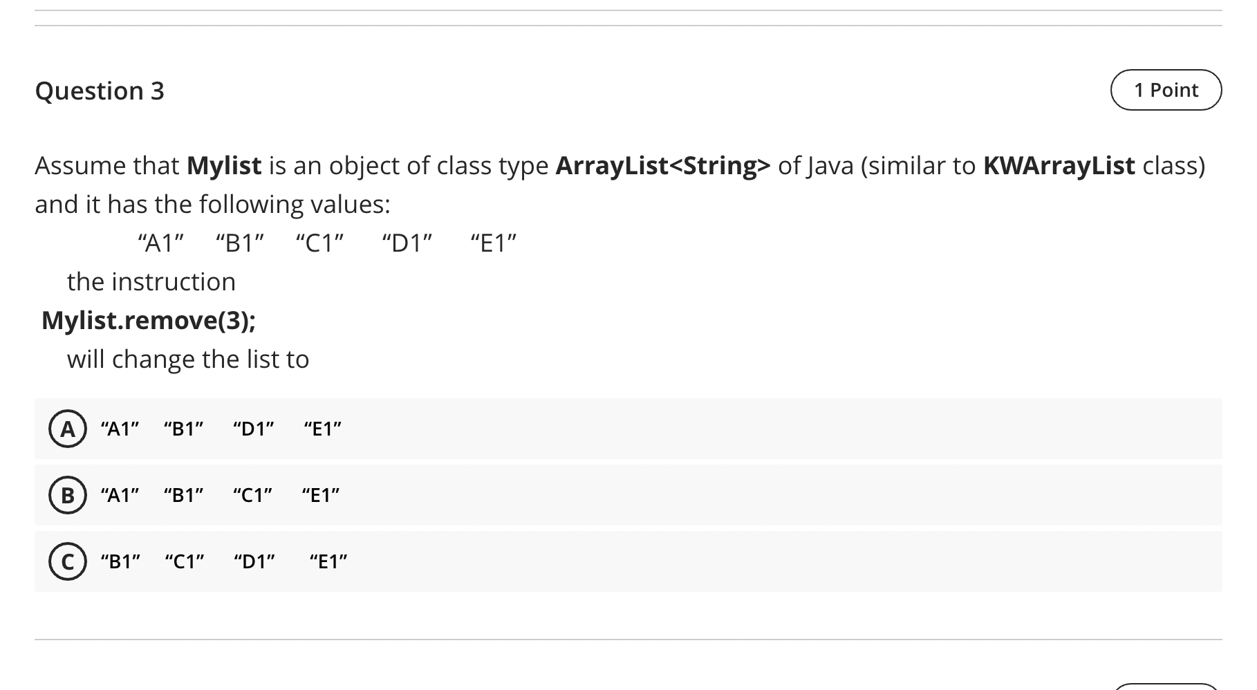 Solved Question 3 1 Point Assume that Mylist is an object of | Chegg.com
