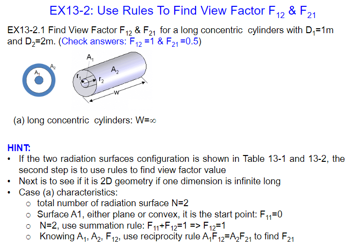 Solved EX13-2: Use Rules To Find View Factor F12 & F21 | Chegg.com