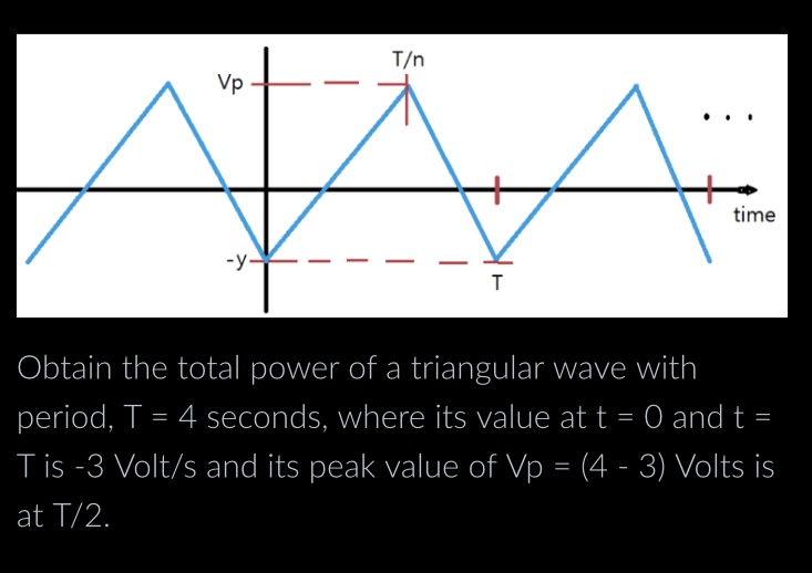 Solved Obtain the total power of a triangular wave with | Chegg.com
