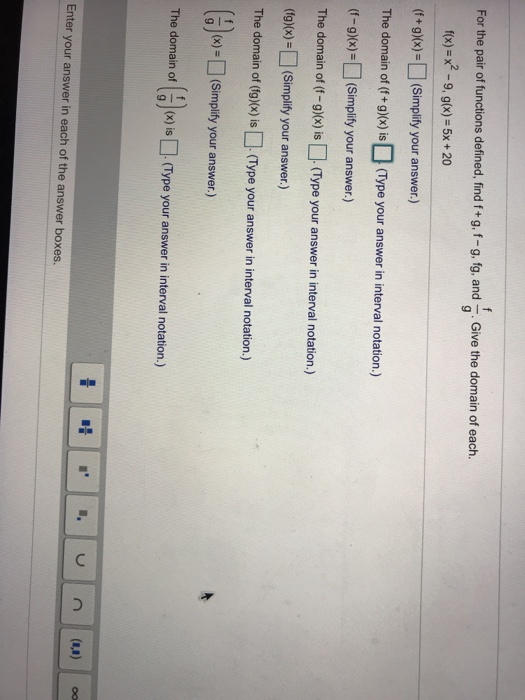 Solved For the pair of functions defined, find f+ g. f-g. | Chegg.com