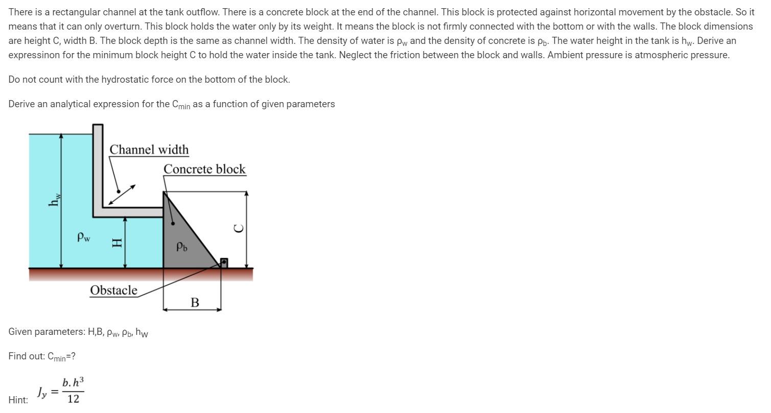 Solved There is a rectangular channel at the tank outflow. | Chegg.com