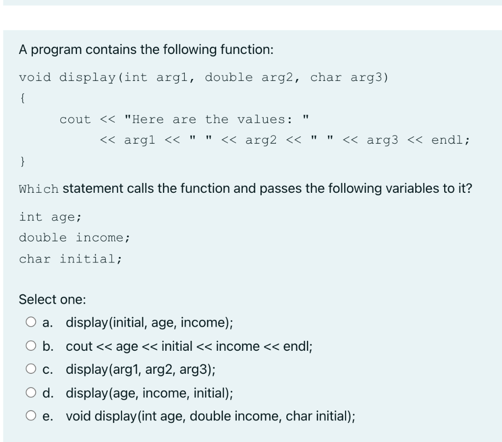 Solved A Program Contains The Following Function Void 2861