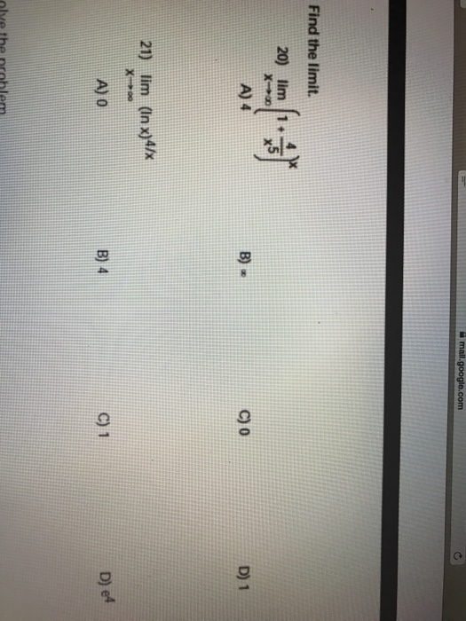 Solved Find the limit. lim_x rightarrow infinity (1 + | Chegg.com