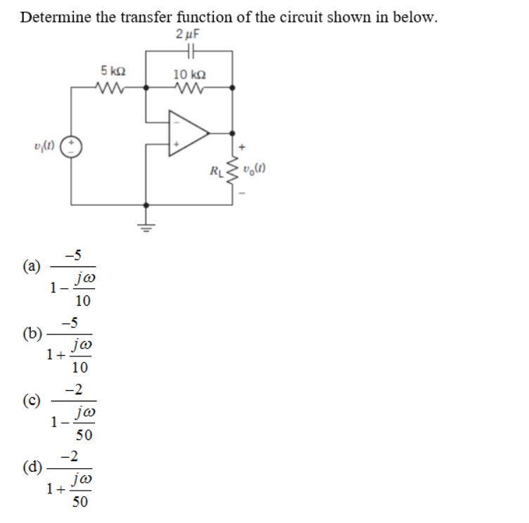 Solved Determine the transfer function of the circuit shown | Chegg.com