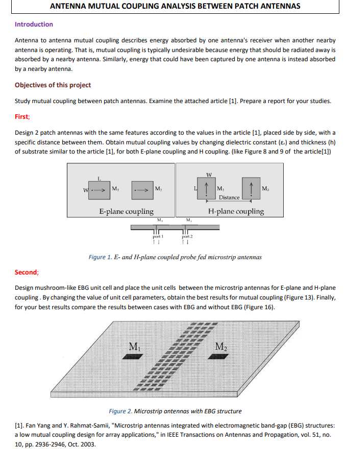 Solved Introduction Antenna to antenna mutual coupling | Chegg.com