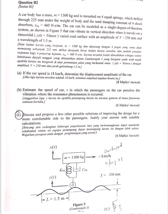 Solved Question B2 Soalan B2) A car body has a mass, 1500 kg | Chegg.com