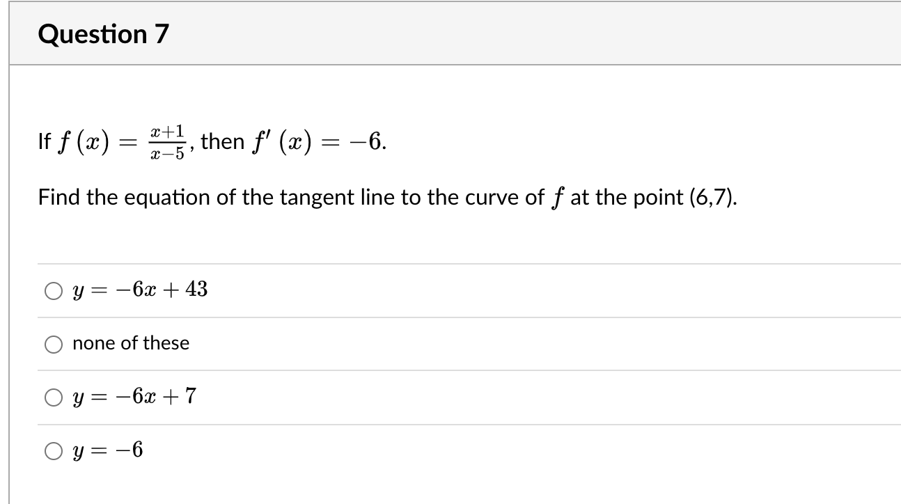 Solved F X X−5x 1 Then F′ X −6 Nd The Equation Of The