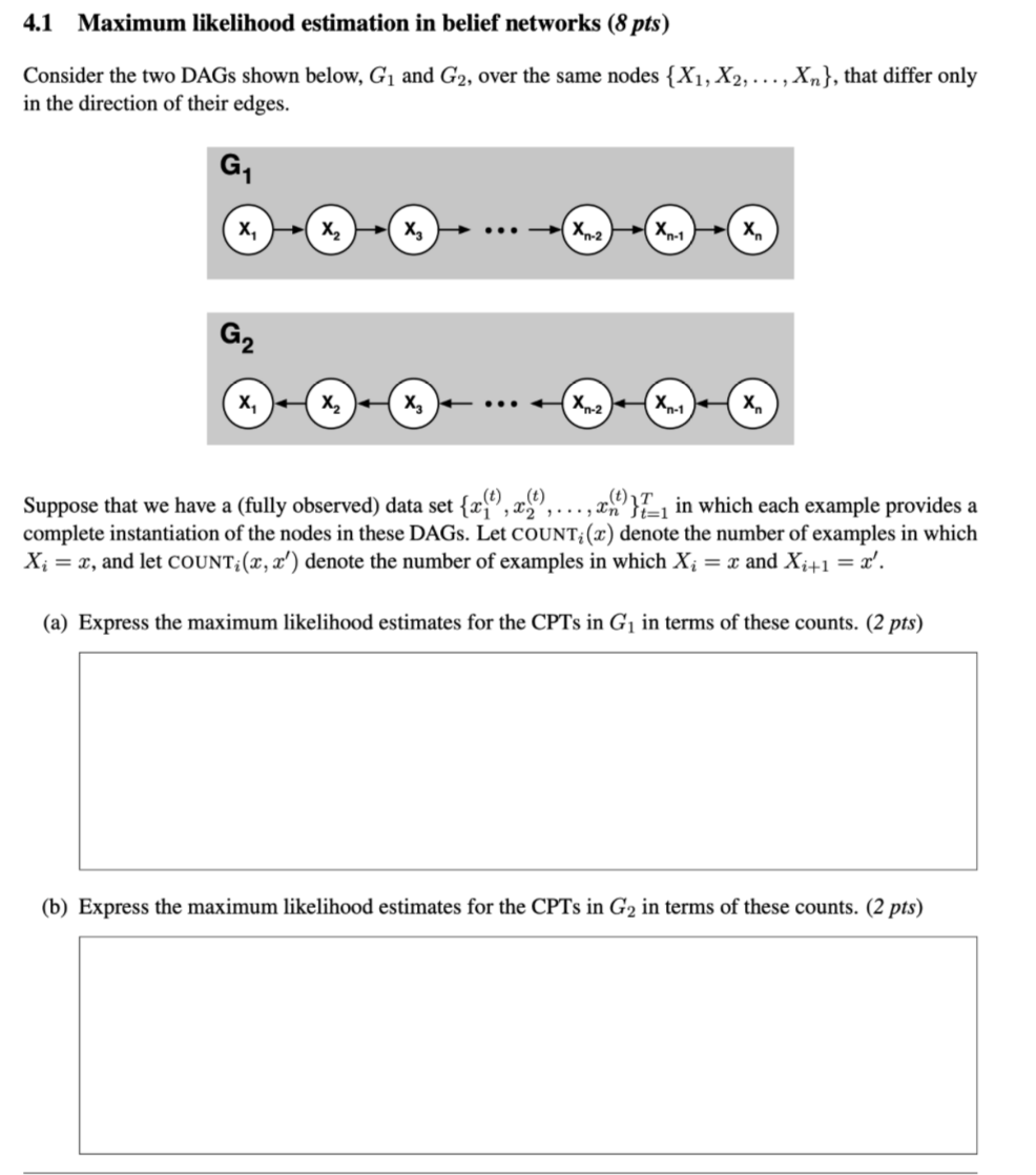 Solved 4.1 ﻿Maximum likelihood estimation in ﻿belief | Chegg.com