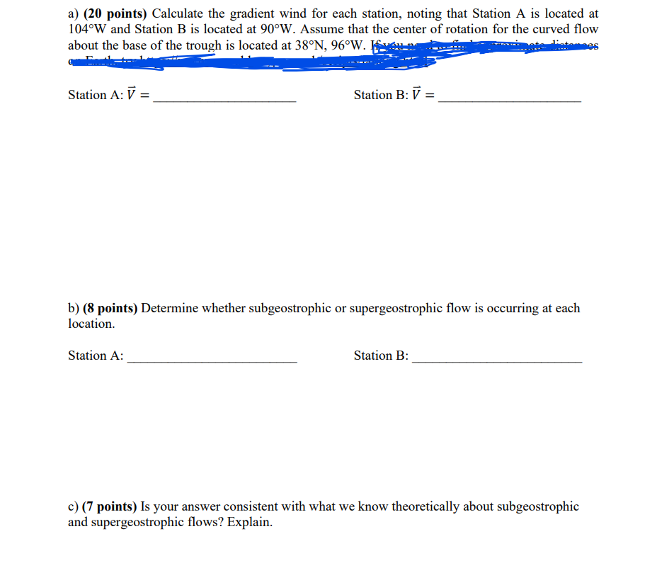 Solved a) (20 points) Calculate the gradient wind for each | Chegg.com