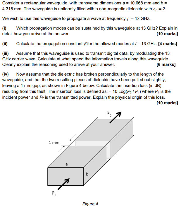 Solved = Consider a rectangular waveguide, with transverse | Chegg.com