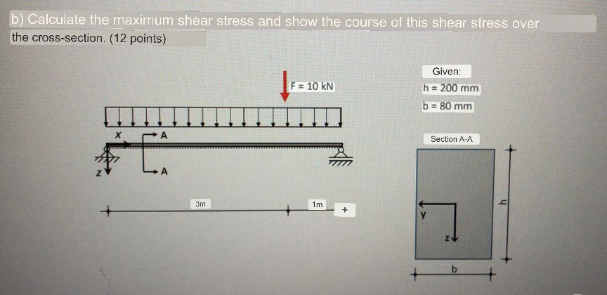 Solved b) Calculate the maximum shear stress and show the | Chegg.com