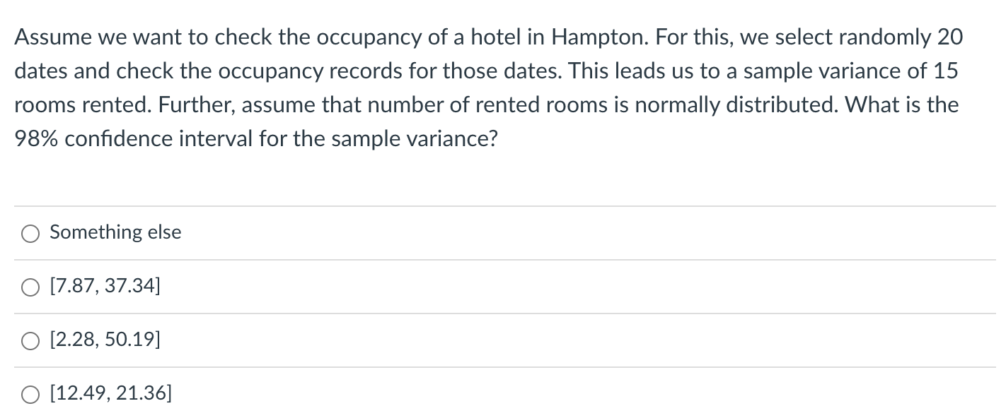 Solved Assume we want to check the occupancy of a hotel in | Chegg.com