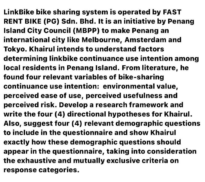 LinkBike bike sharing system is operated by FAST RENT | Chegg.com