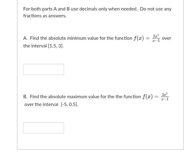 Solved For both parts A and B use decimals only when needed. | Chegg.com