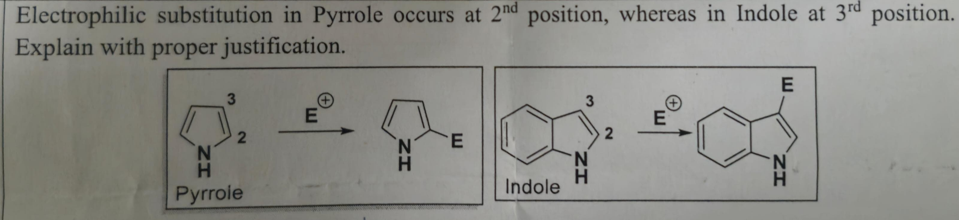 Solved Electrophilic substitution in ﻿Pyrrole occurs at 2nd | Chegg.com