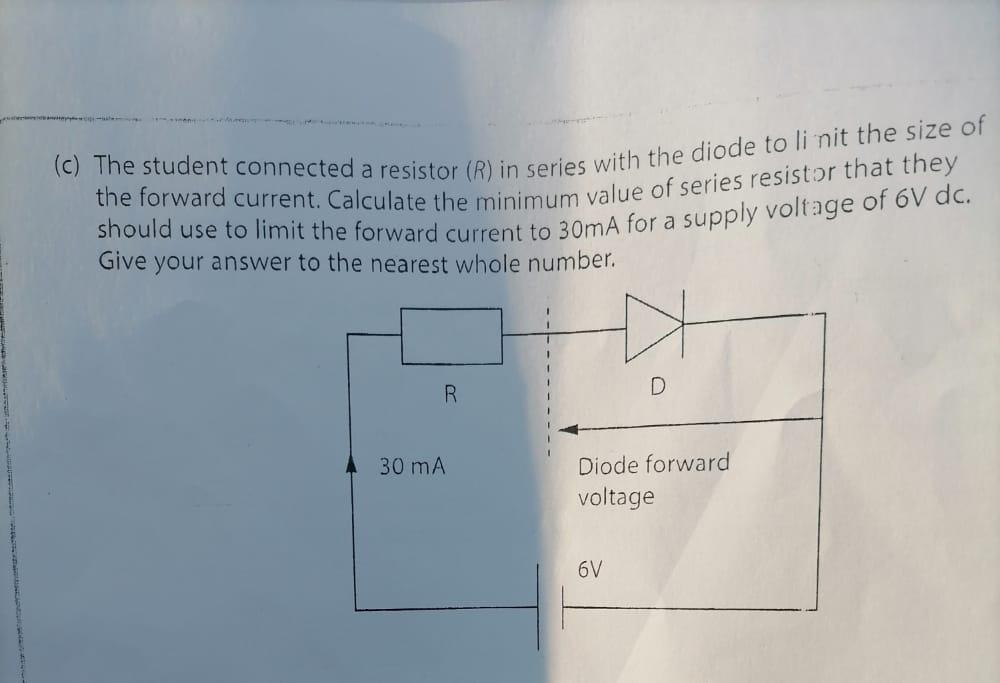 Solved (c) The student connected a resistor (R) in series | Chegg.com