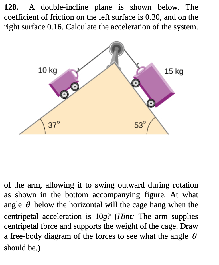 Solved 128. A double-incline plane is shown below. The | Chegg.com