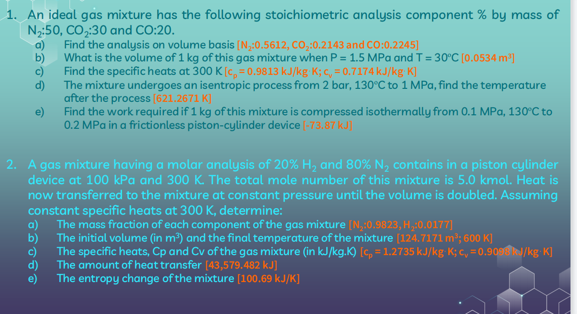 Solved 1. An ideal gas mixture has the following | Chegg.com
