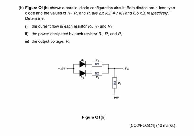 Solved (b) Figure Q1(b) shows a parallel diode configuration | Chegg.com
