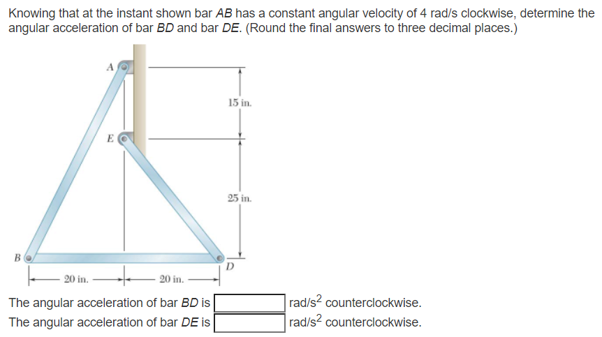 Solved Knowing that at the instant shown bar AB has a | Chegg.com