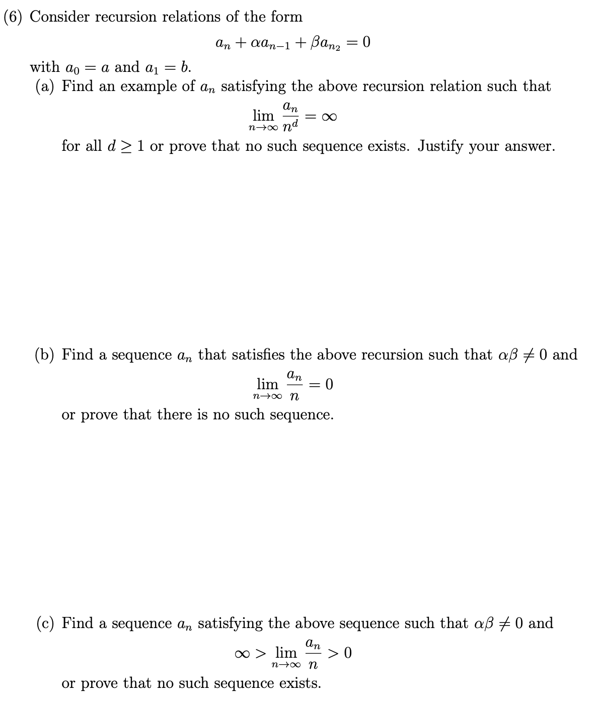 Solved (6) Consider recursion relations of the form | Chegg.com