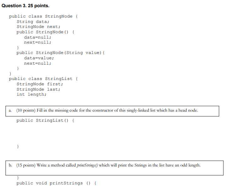 Solved Question 3 25 Points Public Class Stringnode 