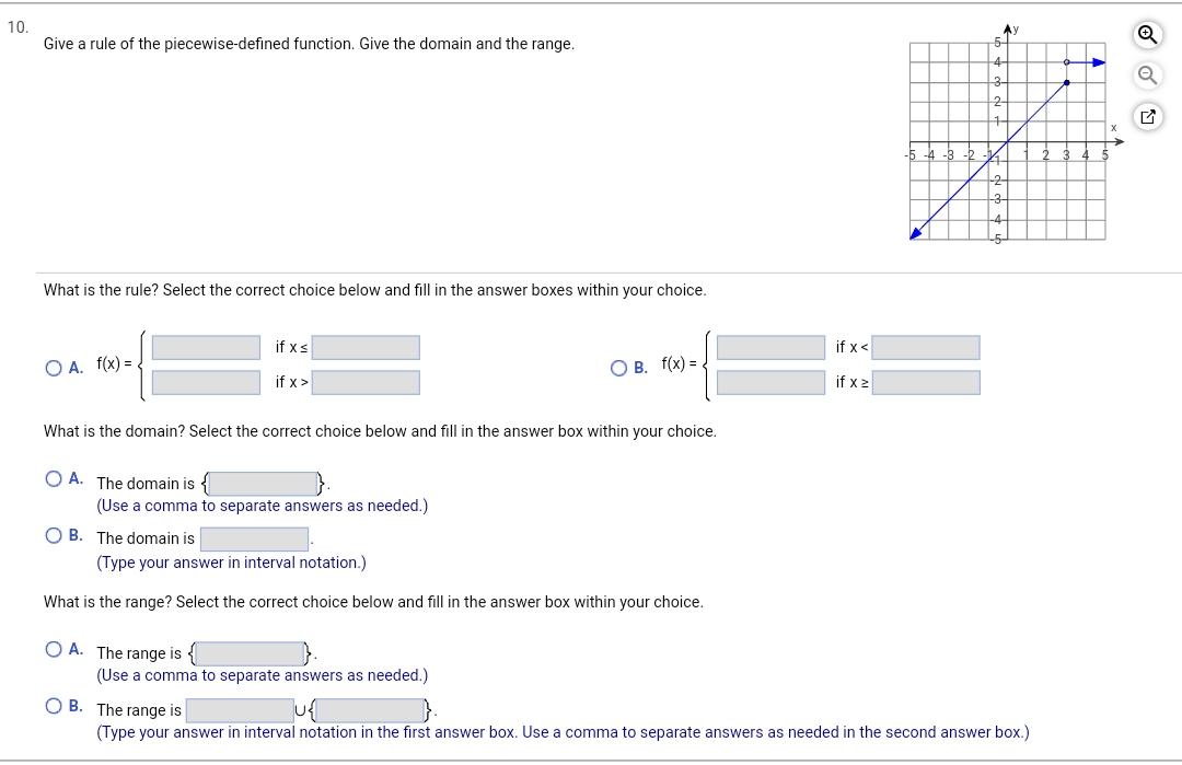 Solved 10. Give a rule of the piecewise-defined function. | Chegg.com