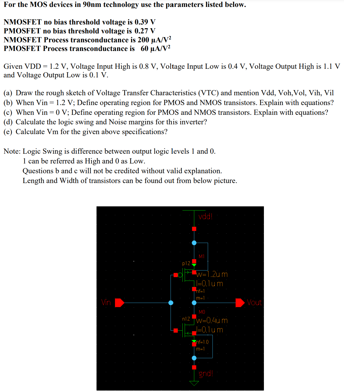 Solved For the MOS devices in 90nm technology use the | Chegg.com