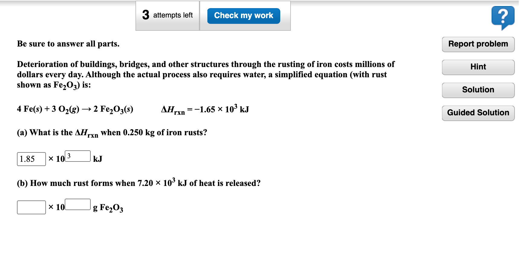 Solved 3 attempts left Check my work ? Be sure to answer all | Chegg.com