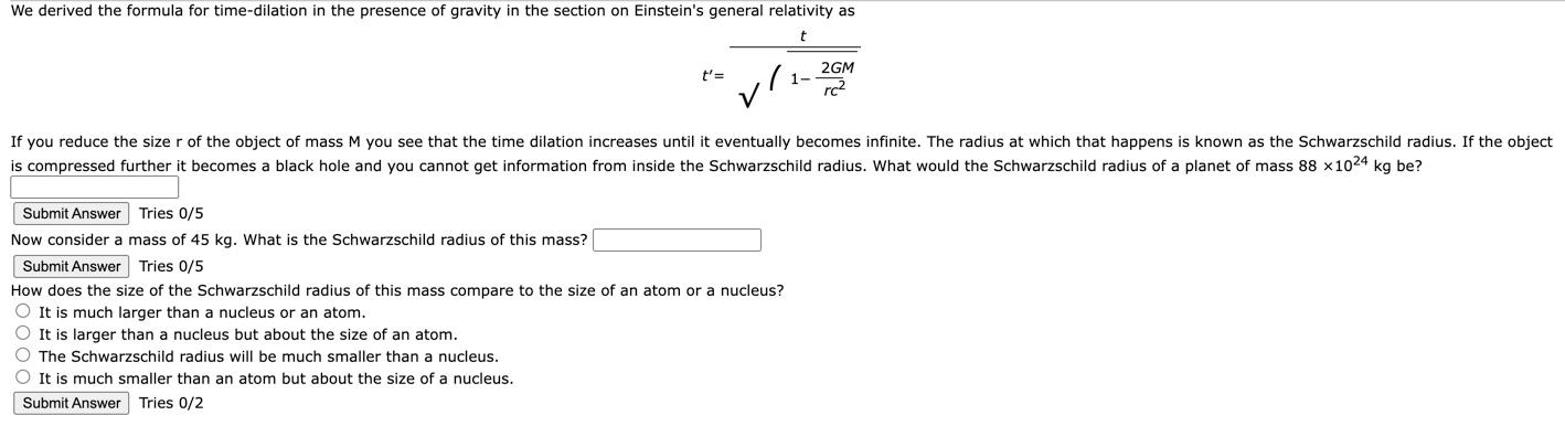 Solved We derived the formula for time-dilation in the | Chegg.com
