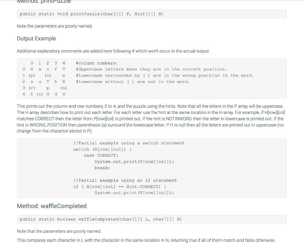 Solved This program is inspired by Waffle. Play Waffle to | Chegg.com
